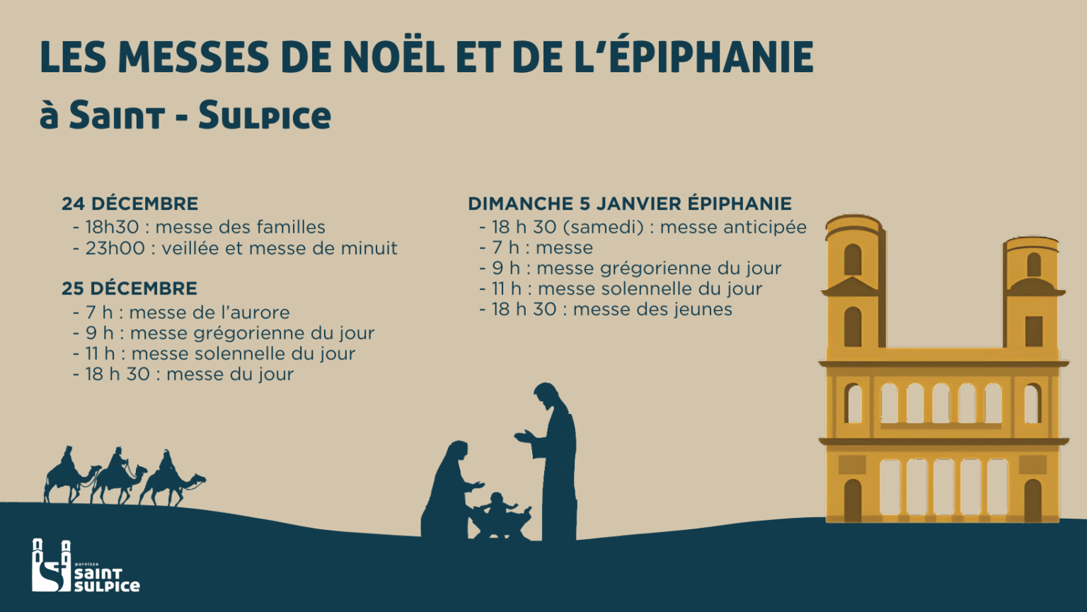 Horaire des messes de Noël 2024 - Paroisse Saint-Sulpice - Paris